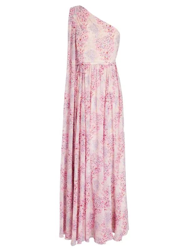 MIKAEL AGHAL One-shoulder Floral-print Maxi Dress - Baby Pink