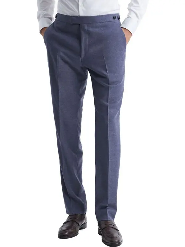 REISS Marquee Slim Fit Wool Blend Trousers - Airforce Blue