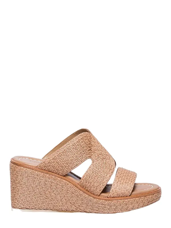 Bernardo Raffia Wedge Sandals - Sand Multi Raffia