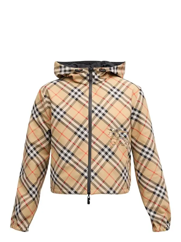 Burberry Check Ekd Hooded Reversible Jacket - Sand Ip Check