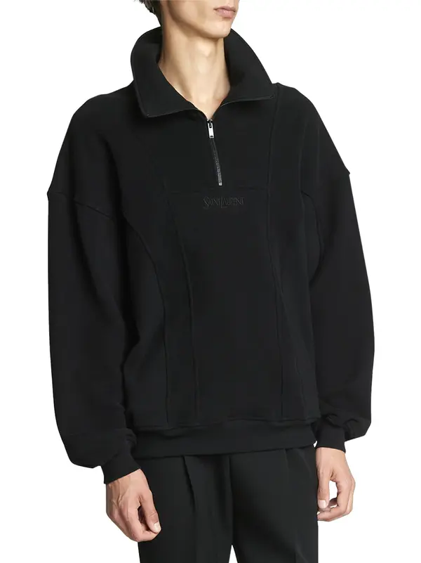 Saint Laurent Quarter-zip Sweatshirt - Nero
