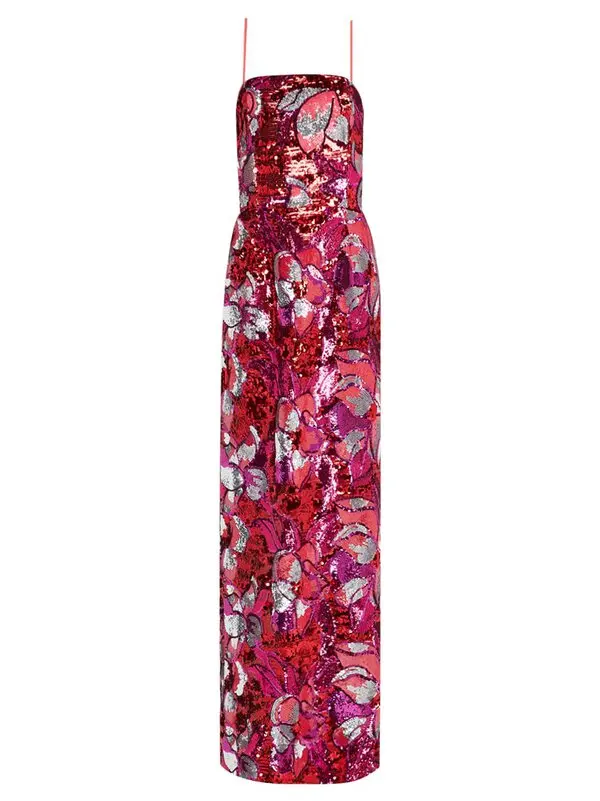 HELSI Serena Floral Sequin Gown - Fuschiared