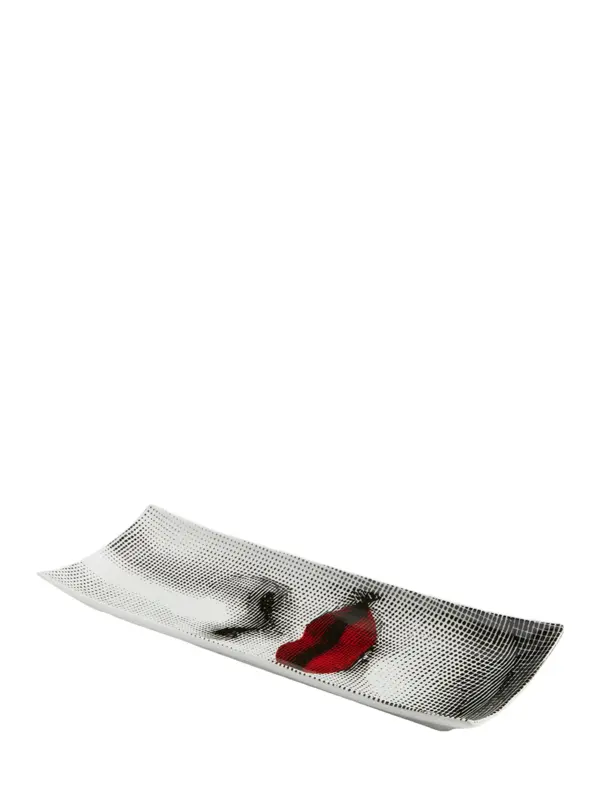FORNASETTI Tema E Variazioni N.397 Red Lips Rectangular Tray - Blackwhitered