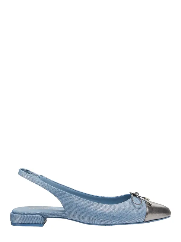 STUART WEITZMAN Sleek Denim Slingback Ballerina Flats - Silver/gunmetal