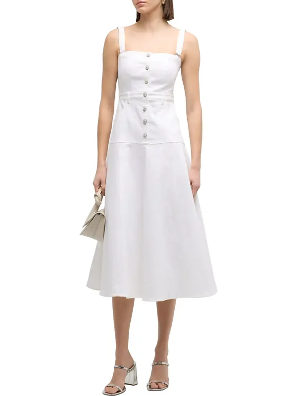 Cinq À Sept Veena Fit & Flare Midi Pinafore Dress - White