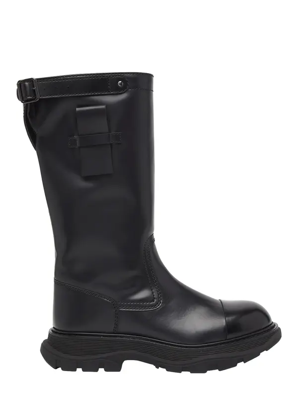 Alexander McQueen Tread Leather Tall Boots - Black
