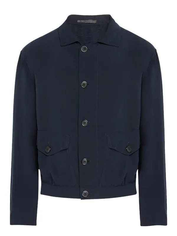 Giorgio Armani Cupro Jacket With Flap Pockets - Dark Blue