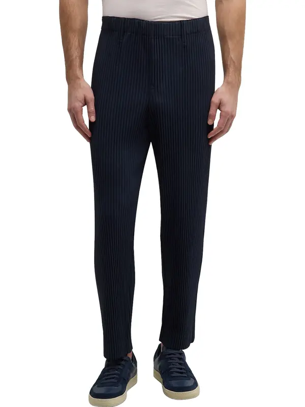 Issey Miyake Pleated Straight Pants - Navy