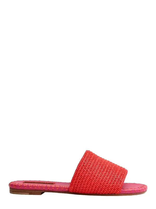 SIMONMILLER Salerno Raffia Flat Slides - Red/pink