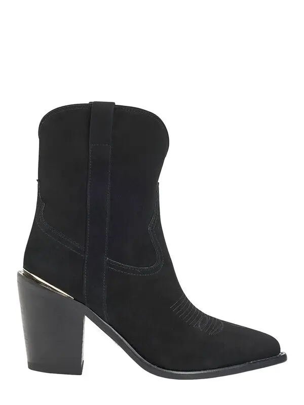Partlow Leigh Anne Suede Western Booties - Nero