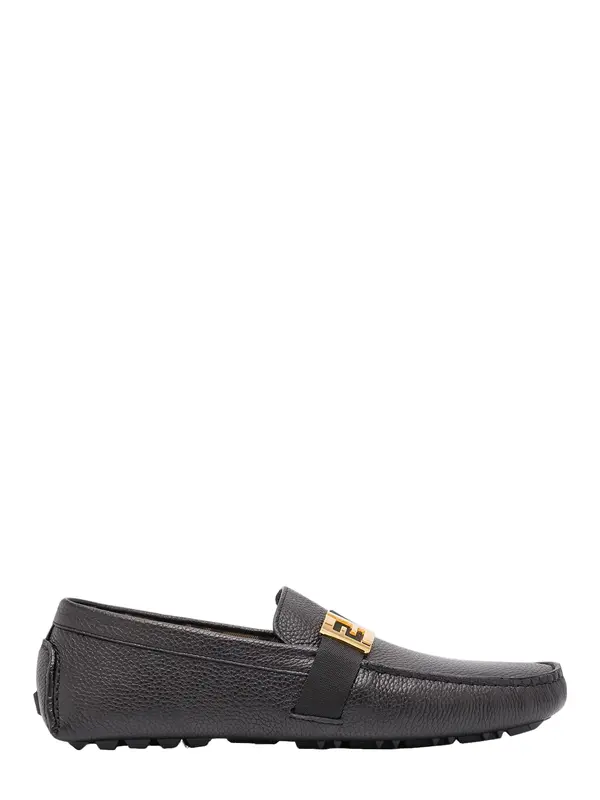 Fendi Ff-buckle Leather Driving Shoes - Neronero
