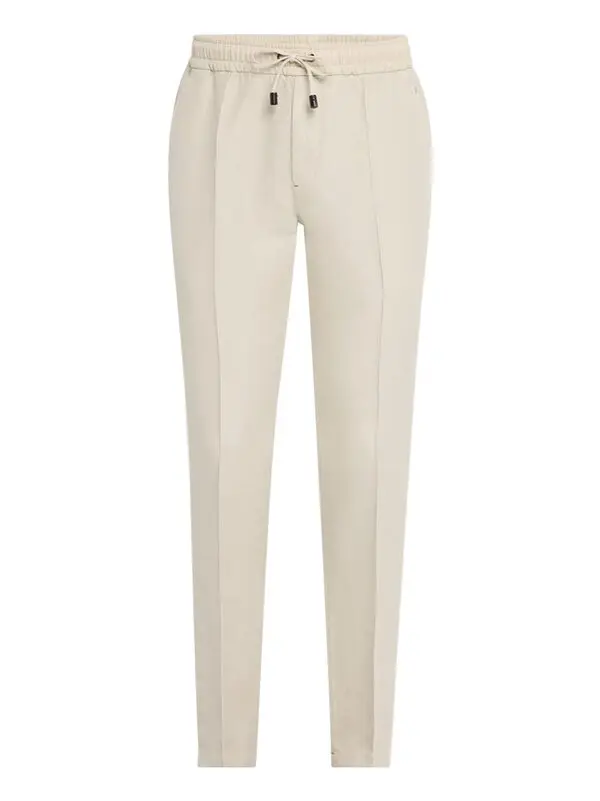 Isaia Cotton-linen Drawstring Pants - Light Brow