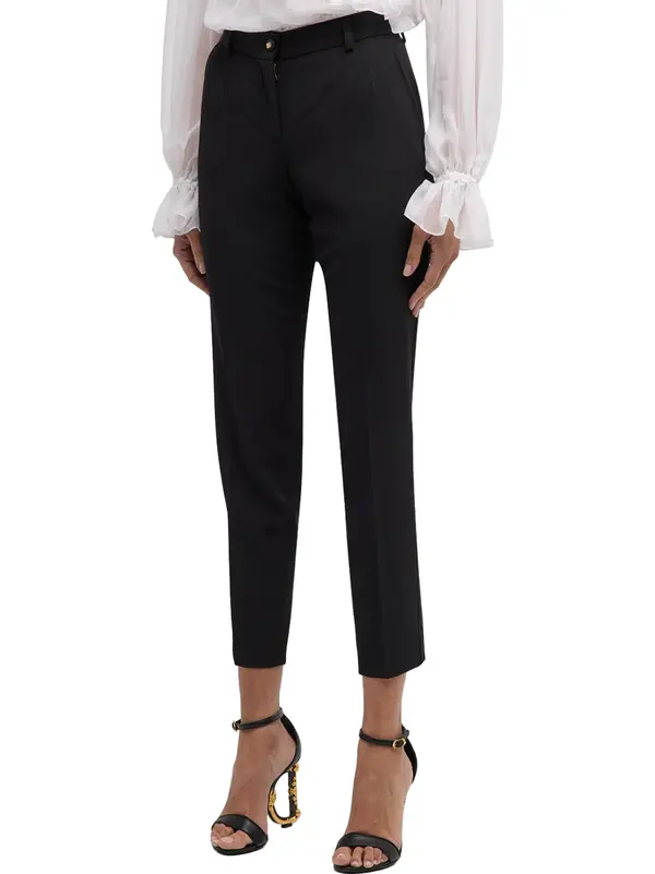 Dolce & Gabbana Tela Lana Bistretch Crepe Slim-leg Ankle Pants - Black