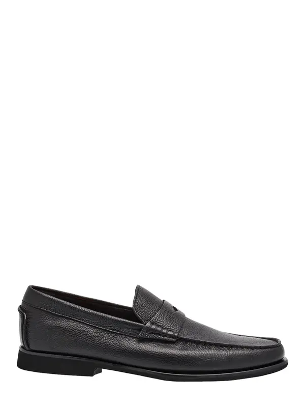 Santoni Ikangia Leather Penny Loafers - Black
