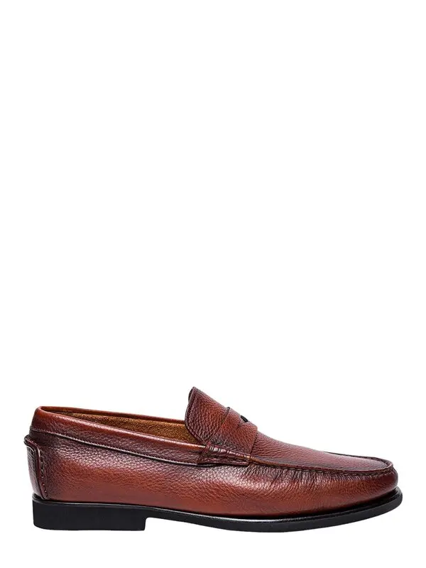 Santoni Ikangia Leather Penny Loafers - Brwred