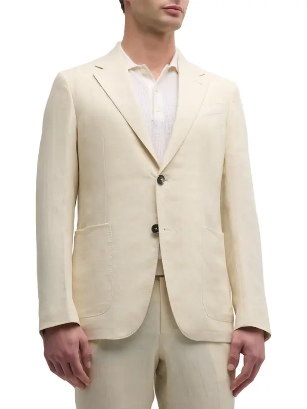 Zegna Oasi Linen Sport Coat - White Solid