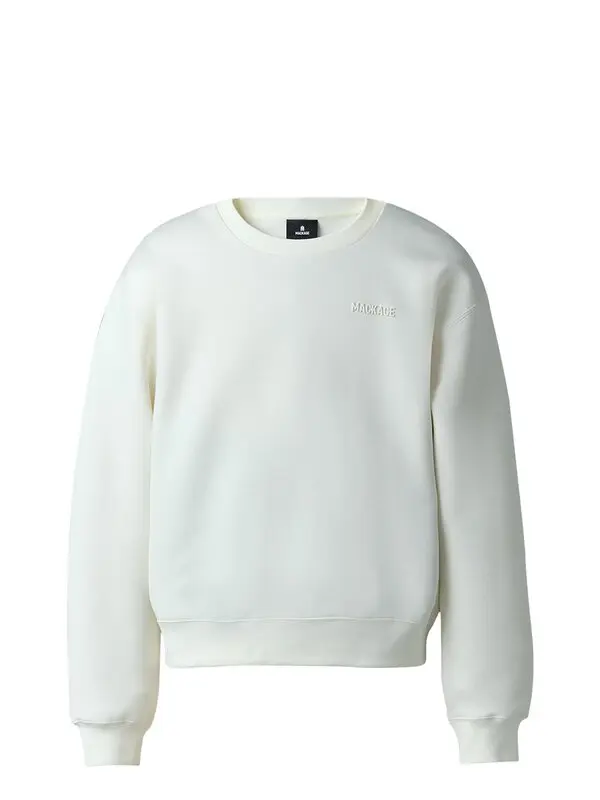 Mackage Julian Jersey Crewneck Pullover Sweater - Cream
