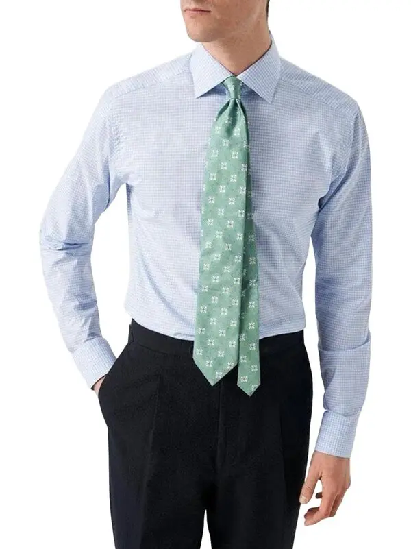 Eton Apos;s Contemporary Check Elevated Poplin Shirt - Blue