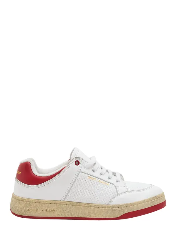Saint Laurent Sl/61 Bicolor Leather Low-top Sneakers - Off White/red