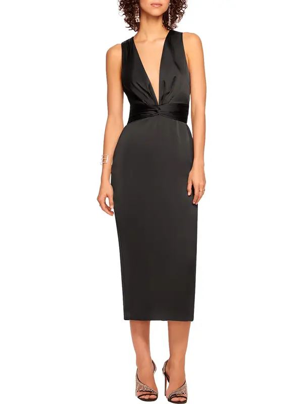 Ramy Brook Talon Sleeveless Midi Sheath Dress - Black