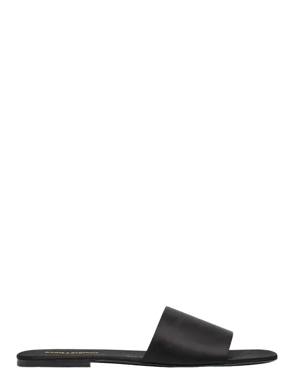 Saint Laurent Carlyle Satin Slide Sandals - Nero