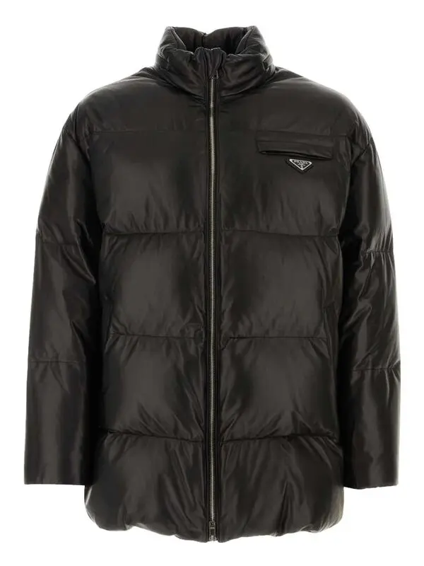 Prada Nappa Leather Down Jacket - Black