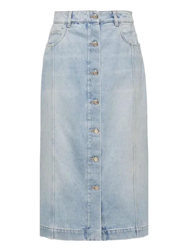 Moncler Denim Midi Skirt - Blue