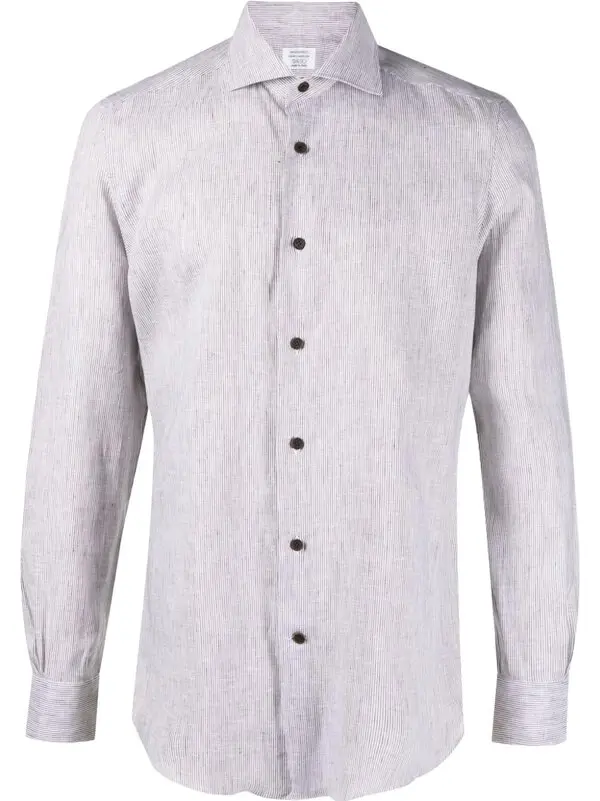 MAZZARELLI Striped Long-sleeve Shirt - Neutrals