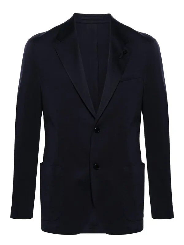 LARDINI Single-breasted Wool-blend Blazer - Blue