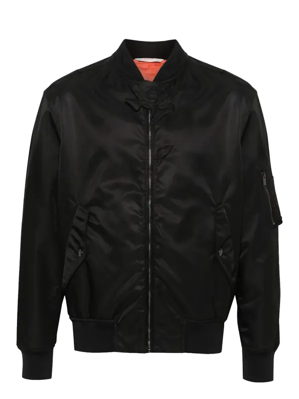 Valentino Garavani Floral-embroidered Bomber Jacket - Black