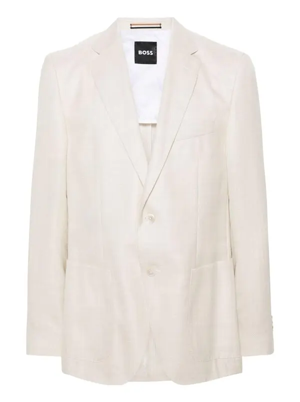 BOSS Notched-lapels Single-breasted Blazer - Neutrals