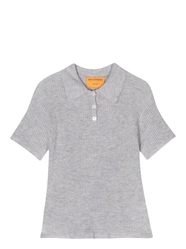 Guest In Residence Shrunken Cashmere Polo Top - Grey