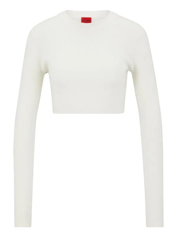 Hugo Ribbed-knit Cropped Top - White