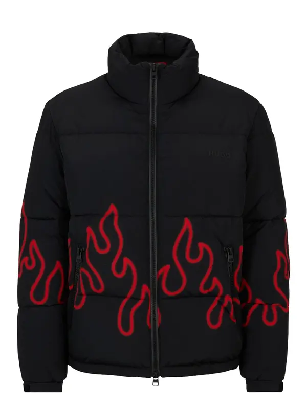 Hugo Flame-print Quilted Jacket - Black