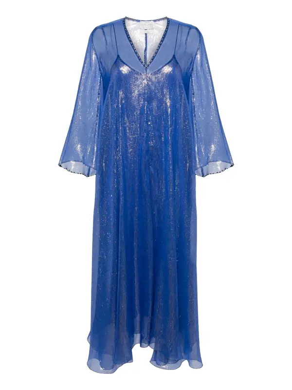 FORTE_FORTE Lurex Kaftan Maxi Dress - Blue