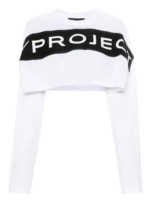 Y/project Logo Appliqué Cropped T-shirt - White