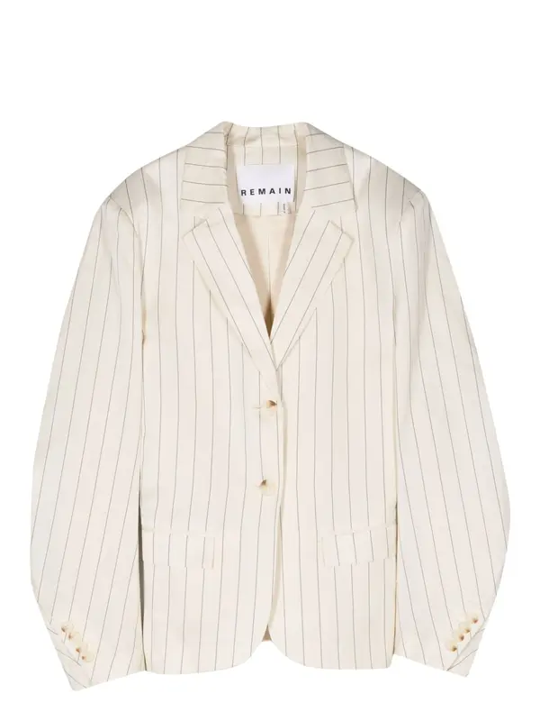 Remain Birger Christensen Drapy Pinstriped Single-breasted Blazer - Neutrals