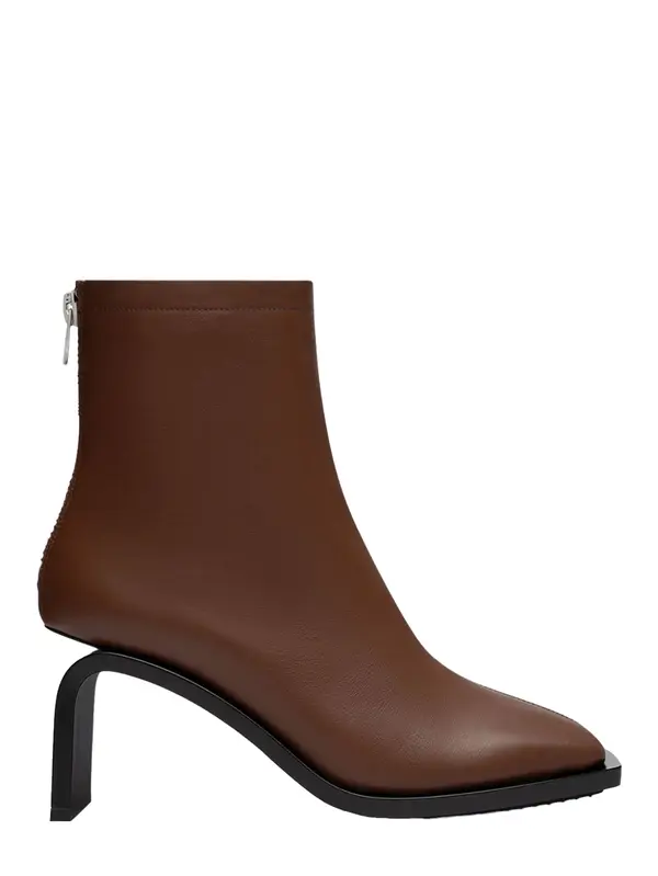 COURREGES Stream Leather Ankle Boots - Brown