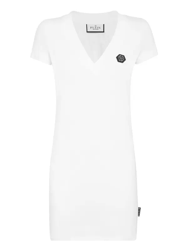 Philipp Plein Rhinestone-embellished T-shirt Dress - White