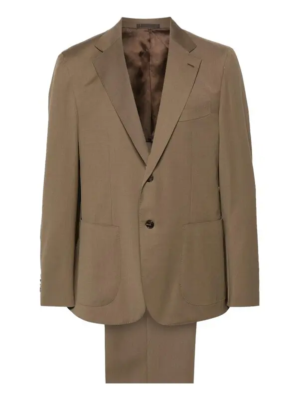 Caruso Notched-lapels Single-breasted Suit - Neutrals