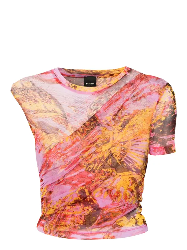 Pinko Abstract-print Asymmetric Blouse - Pink