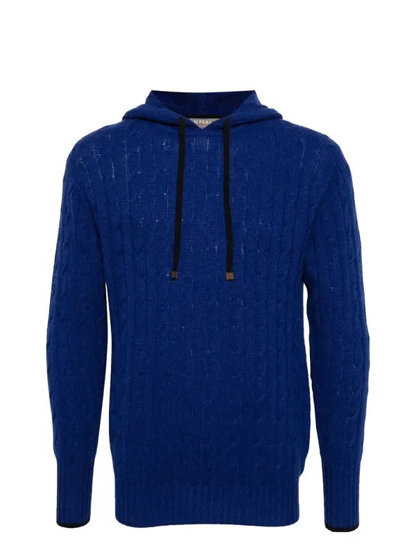 N.peal Fitzrovia Organic Cashmere Hoodie - Blue