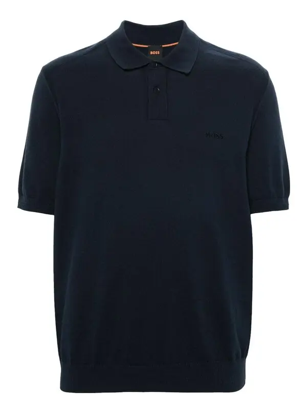 BOSS Fine-knit Polo Shirt - Blue