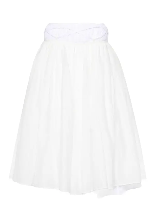 QUIRA Layered Cotton Midi Skirt - White