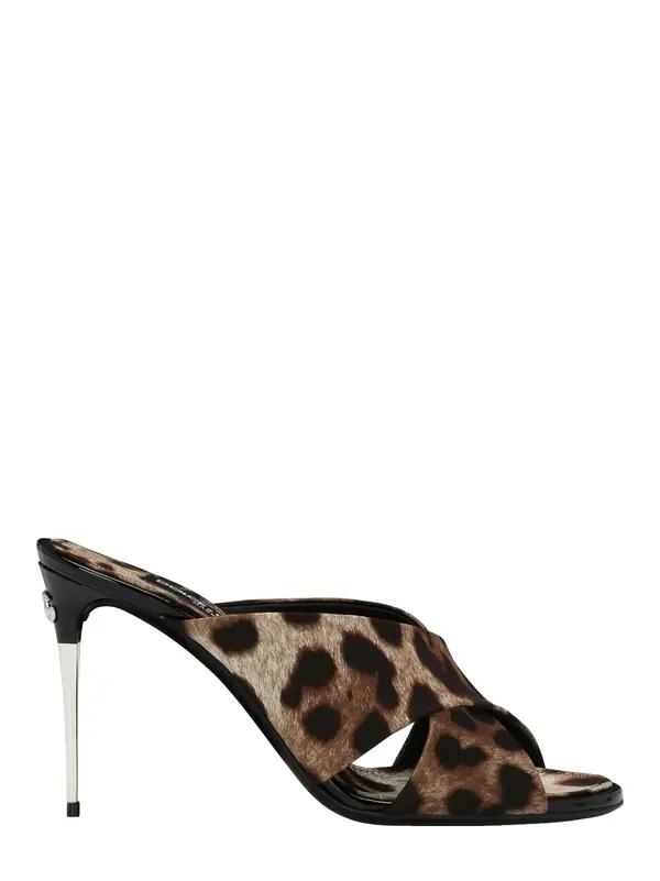 Dolce & Gabbana 85mm Keira Leopard-print Sandals - Brown