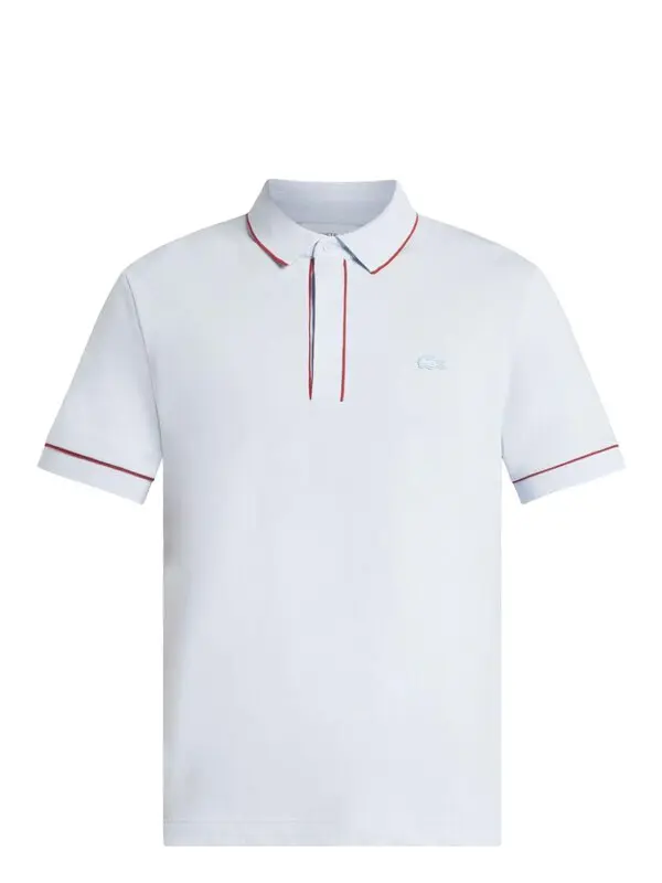 Lacoste Logo-embroidered Contrast-trim Polo Shirt - Blue