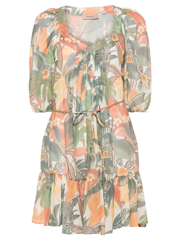 TWINSET Jungle-print Mini Dress - Green