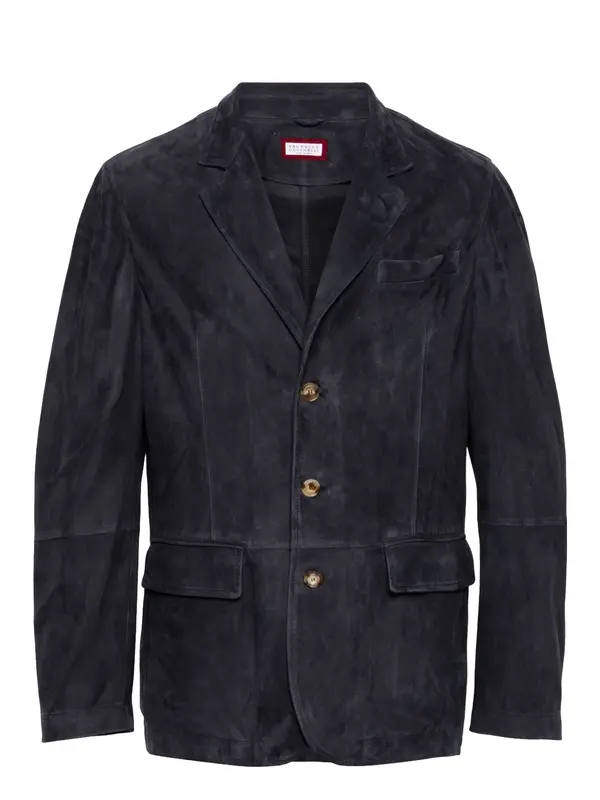 Brunello Cucinelli Single-breasted Suede Blazer - Blue