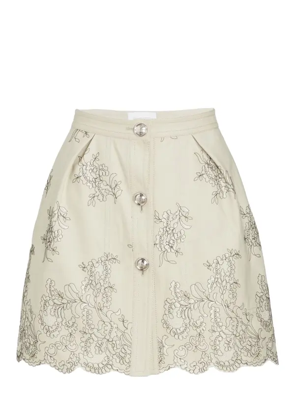 Giambattista Valli Floral-jacquard Miniskirt - Neutrals
