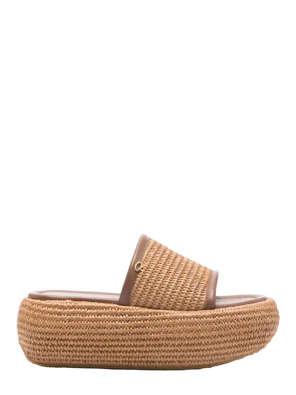 GIANVITO ROSSI 60mm Woven Raffia Espadrilles - Brown